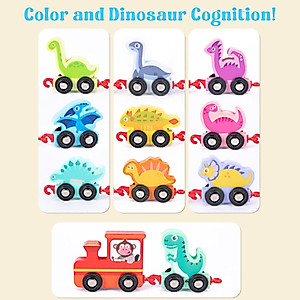 Toddler Toys for 4 3 Year Old Boys Gifts,Montessori Toys for 3 4 Year Old Girls Birthday Gifts,Wooden Train Set Dinosaur Toys for Kids 3-5 Years Old Toy Cars for Toddler Boy Toys Age 4