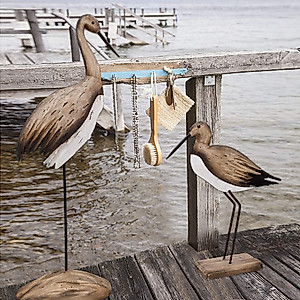 K KILIPES Rustic Heron Statue Bird Sculpture Wood Crane Figurines Home Decor Decorative Animal Crane Statue Garden Decor