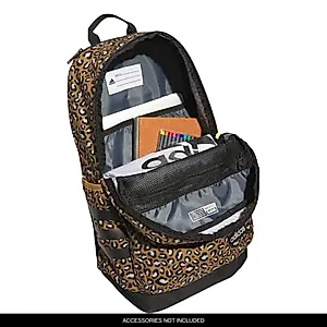 adidas Classic 3-Stripe Durable Backpack Student Athletic Sport Laptop Book Bag, Cheetah Bronze Strata/Black/Pulse Lime Green/4.0, One Size