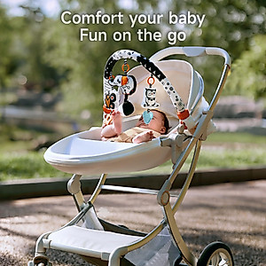 TUMAMA Car Seat Toys for Babies 0-6 Months, Stroller Toys for Infant 0-6 Months, Newborn Sensory Hanging Rattle Arch Toy with Butterfly Elephant Owls,Musical Toy for Baby 6-12 Months