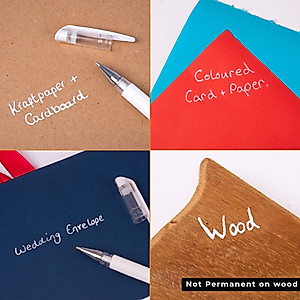 BriskLearner 5 White Gel Pen - 5 Tip Sizes 0.5, 0.7, 0.8, 1.0, 1.2mm for Maximum Opacity Control - Graffiti Ink White Pen for Artists, White Ink Pen - Free White Pencil