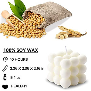 Aokala Scented Bubble Cube Candles, Candles for Home Decor Scented, 5.4 oz Soy Wax Aromatherapy Candle, Aesthetic Room Decor Cute Danish Pastel Large Decorative Shaped Candles Gifts - Freesia(White)