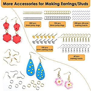 Polymer Clay Cutters for Earrings Making, 705 PCS Clay Cutters Set with 49 Shapes Stainless Steel Clay Cutter Tools, 640 PCS Jewelry Accessories, 16 Circle Shape Earring Cutters for Polymer Clay