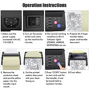 Tattoo printer Tattoo Stencil Printer for tattooing Tattoo Transfer Stencil Machine Thermal Copier Drawing Thermal Stencil Maker with 20 Tattoo Transfer Papers