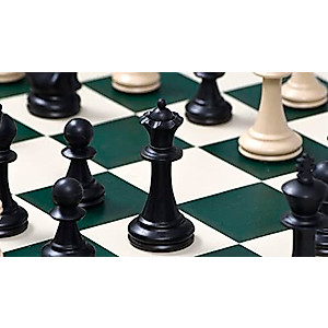 CHESSBAZAAR Study Library Tournament Plastic Chess Pieces & Roll Up Chess Board Combo |32 Pieces with 15 Inches Rollup Chessboard | Weight-340 grams | Black & Off-white |Plastic chess Set | Board Game