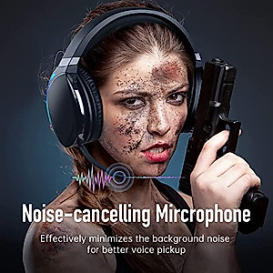Wireless Gaming Headphones for All Kinds of Games, 30 Hours Playtime, Low Latency, Over-Ear Noise Cancelling Bluetooth Gaming Headphones with Dual Microphones, 3D Surround Sound, RGB Lighting