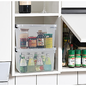 Kiddream 10.5 Quart Clear Storage Boxes, Plastic Bins with Lids and Handles Set of 4