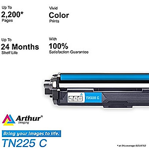 Arthur Imaging Compatible Toner Cartridge Replacement for Brother TN225 (Cyan, 1-Pack)