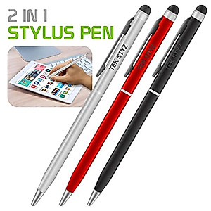 PRO Stylus Pen for Samsung Galaxy S6 Edge+ with Ink, High Accuracy, Extra Sensitive, Compact Form for Touch Screens [3 Pack-Black-Red-Silver]