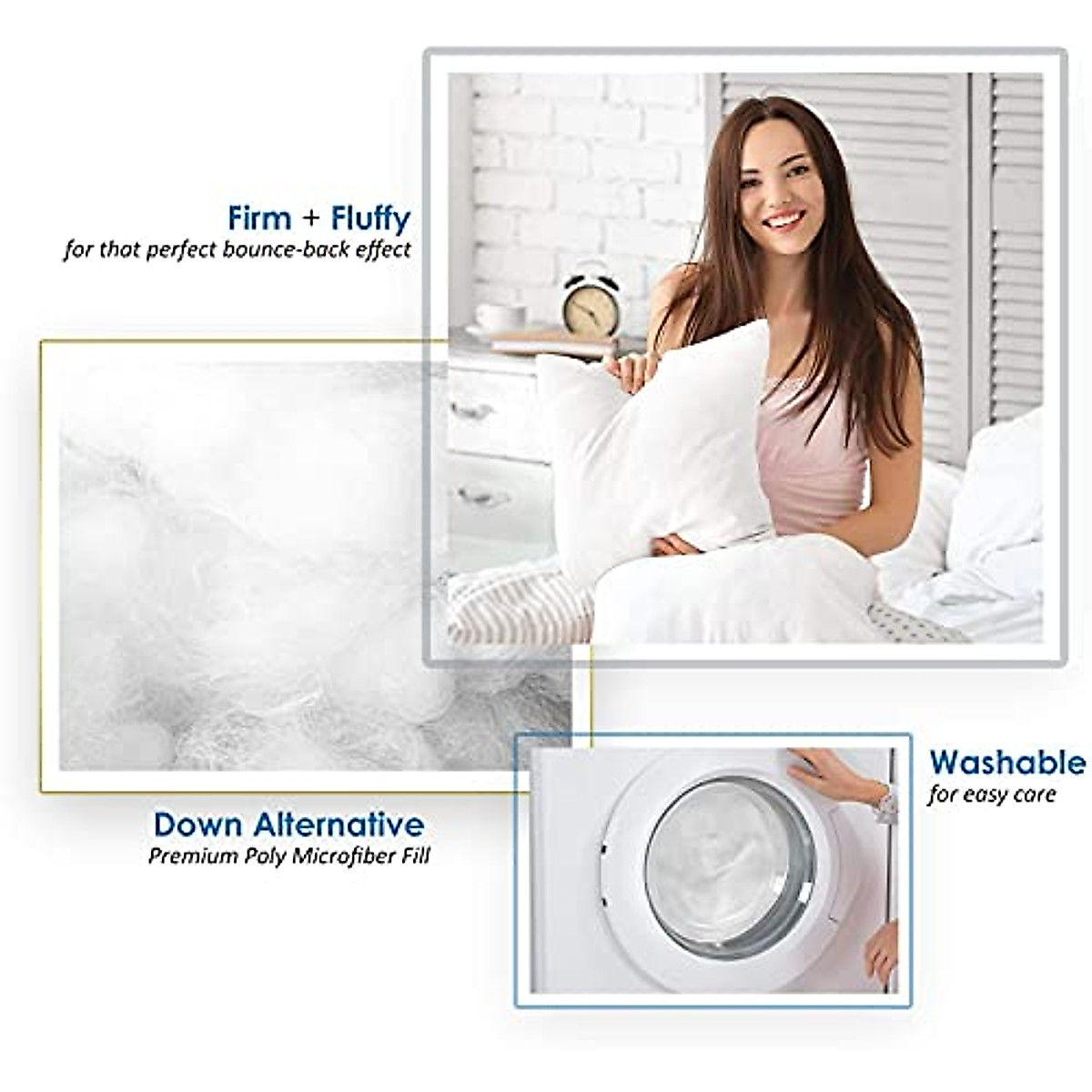 Empyrean Bedding Throw Pillow - 16 x 16 Inches Decorative Pillow Insert - Cotton Blend Outer Shell Indoor & Outdoor Pillows (Pack of 2, White)