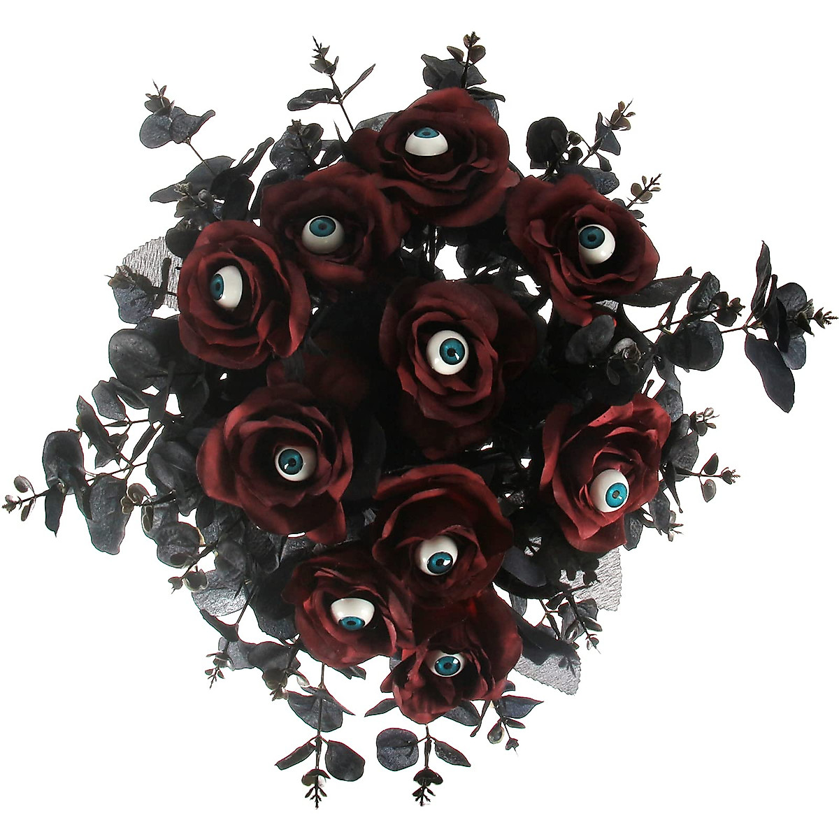 Tinsow 5 Pcs Black Artificial Eucalyptus Stems Faux Eucalyptuses Branches Black Leaf Halloween Centerpiece Halloween Home Decor (Black, 5)