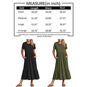 LILLUSORY Womens Short Sleeve Crew Neck Tiered Flowy Swing Midi Dresses with Pockets Navyblue