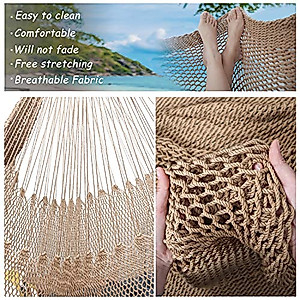 Bathonly Large Hammock Chair with Spreader Bar, Caribbean Hammock Swing Chair, XL Hammock Chair Outdoor Indoor, 330 LBS Weight Capacity, Light Brown