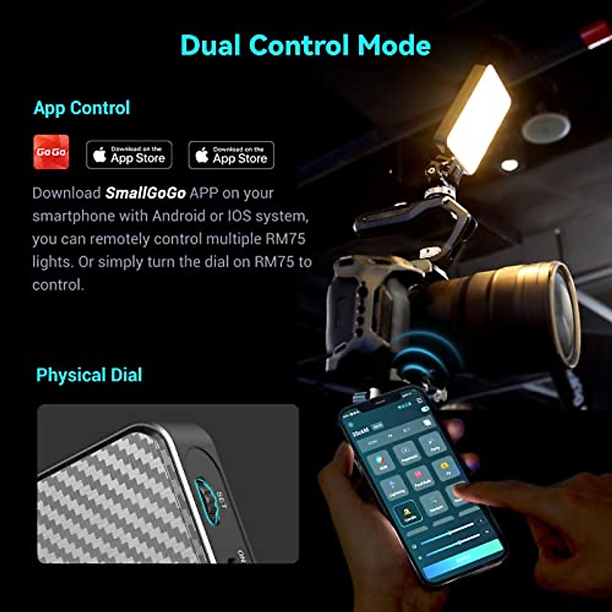 SmallRig RM75 RGB Video Light, RGBWW Full Color Portable LED Light Panel, 4,000mAh Battery, 2500-8500K, CRI96, TLCI 98, Magnetic Attraction and App, for Vlogging Photography