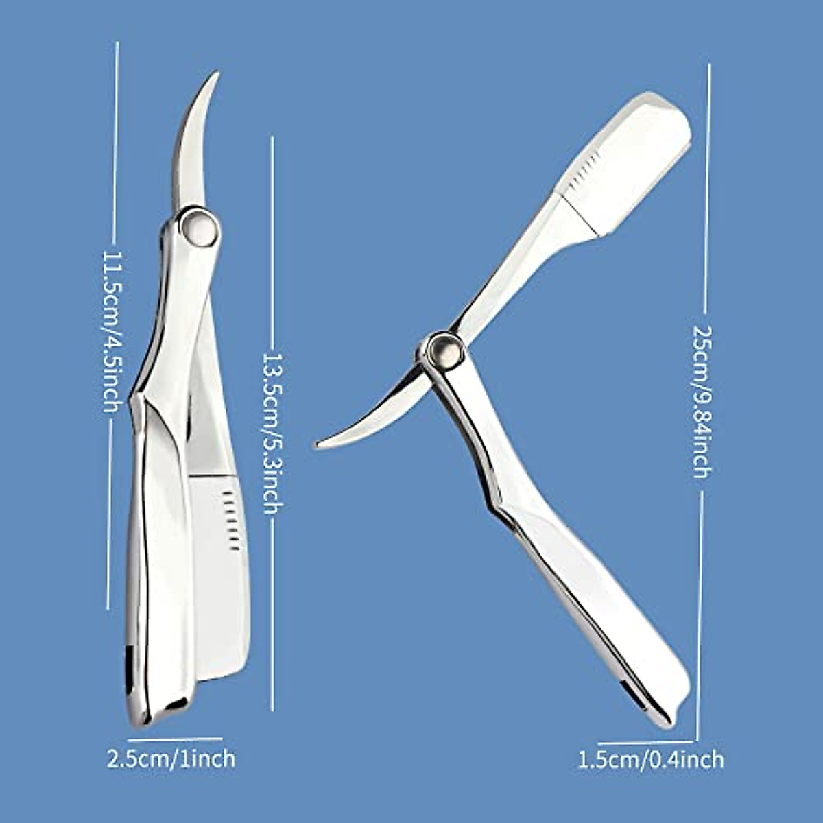 CestoMen Barber Straight Razor, Professional Straight Edge Razor, Stainless Steel Barber Single Blade Edge Razors for Men Close Shaving - Silver