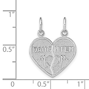 IceCarats 14K White Gold Daughter Mom Break Apart Heart Love Necklace Mama Charm Mother Pendant