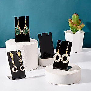 PH PandaHall 10pcs Acrylic Earring Holder Black Earring Display Stands L-shape Ear Organizer Dangling Earring Stands for Earring Necklace Jewelry Shows Retail Photography Props, 1.7x1.4x3 inch