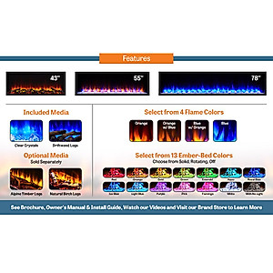 SIMPLIFIRE Scion 55" Clean Face Linear Electric Fireplace - Black, SF-SC55-BK