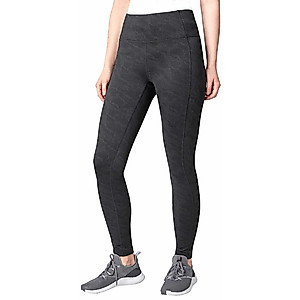 Mondetta Womens Midweight Brushed Jacquard Legging (Large, Black Combo)