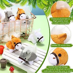 Zomiboo Stuffed Horse, 12 Pcs Assorted Toy Plushies, 3.2 Inch Mini Plush Animals Keychain Party Favors with Detachable Chain for Farm Party Supplies Christmas