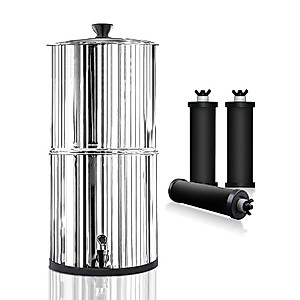 High Capacity Gravity-Fed Water Filter System with 3 Purification Filters for Home Camping Travel Outdoor Activities Emergencies,2.9 Gallon Countertop Water Filter System (B)