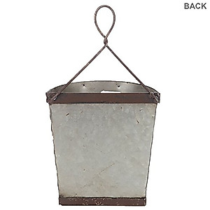 Hobby Lobby Galvanized Metal Slotted Vented Tin Olive Bucket Wall Pocket with Hanger Works For Plants