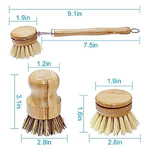 Cosumina Bamboo Kitchen Cleaning Brush Dish Cleaning Brush Long Handle Pan Pot Brush Dish Bowl Washing Cleaning Brush (5)