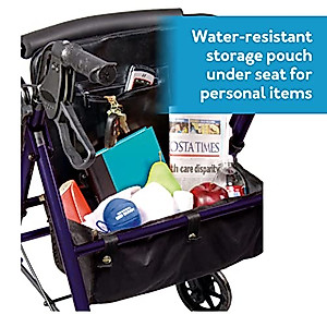 Carex Steel Rollator Walker with Seat and Wheels - Rolling Walker for Seniors - Walker Supports 350lbs, Foldable, For Those 5'0" to 5'8", Walker With Wheels