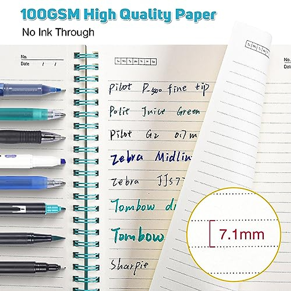 3 Pack Spiral Notebook 8.5" x 11", 1 Subject Notebook College Ruled with Pockets, Large Lined Spiral Journal Notebook, 480 Perforated Pages 100gsm Thick Paper,Cute Notebook for Office School Supplies