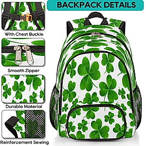 St. Patrick's Day Clover Bookbag School Backpack Teens Girls Boys Schoolbag Shoulder Computer Hiking Gym Travel Casual Travel Daypack