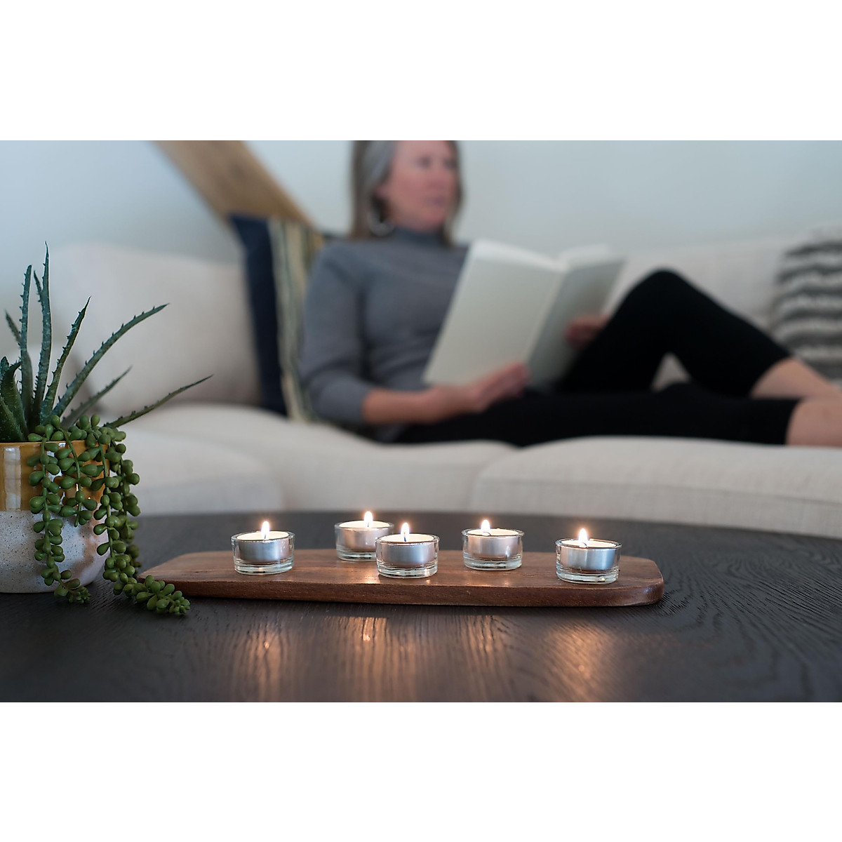 Paraffin-Free Tea Light Candles, Made from Vegan Palm Wax, Clean-Burning and All-Natural Tealight Candles, 4-Hour Burn Time (24 Unscented Tea Lights)