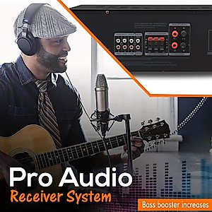 Technical Pro Professional 1000 Watts Receiver with USB SD Card Inputs, 2 Mic Inputs, Recorder, and Wireless Remote