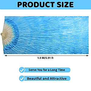 WEISIPU Hand-Made Faux Silk Belly Dance Fan Veils - Bamboo Long Fans Veils Available in 8 Stunning Colors for Dance Performances Right Hand （Blue）