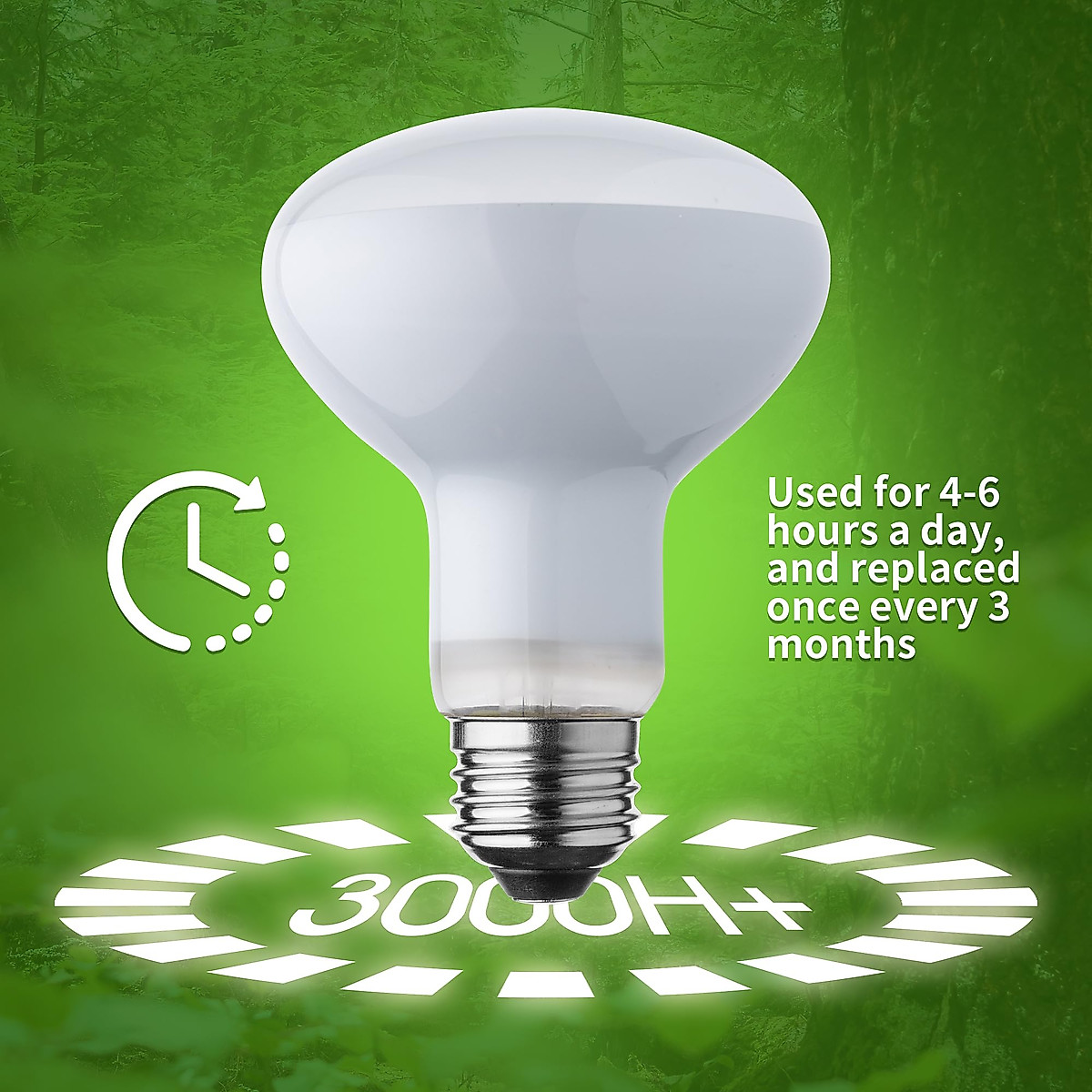 Jugbuy Reptile Heat Lamp Bulb, 100 Watt UVA Daylight Basking Spot Light for Bearded Dragon, Turtle, Lizard, Snake, Tortoise, Chameleon, Amphibians - 2 Pack