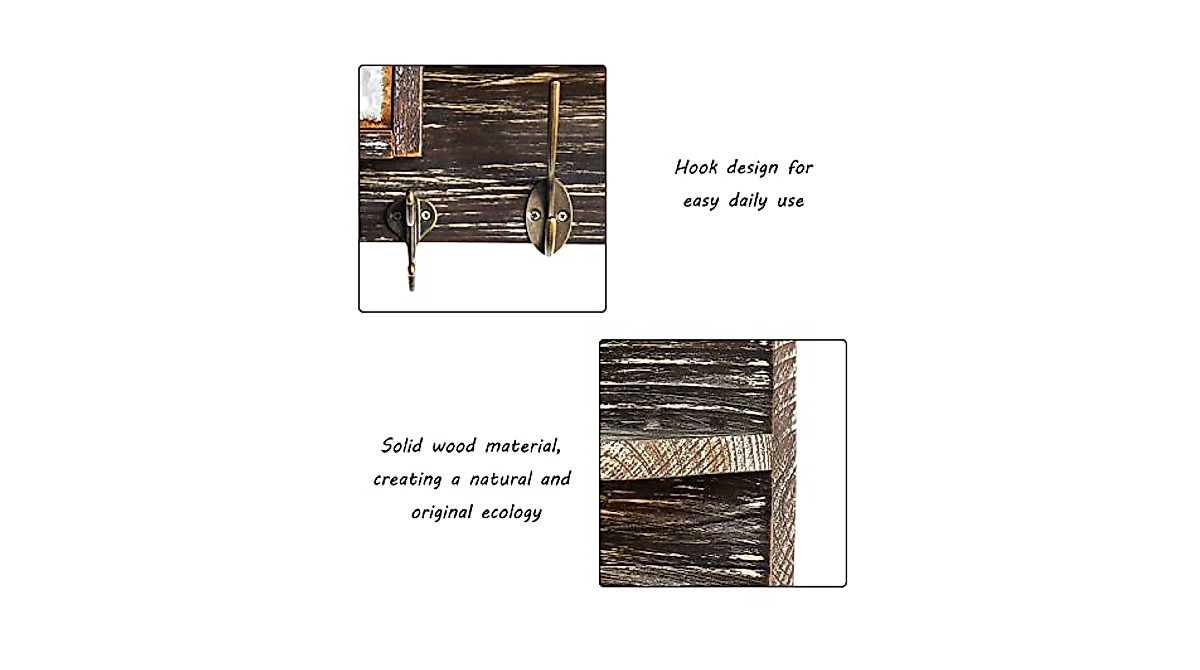 Rustic Wood Key Holder for Wall with Floating Shelf