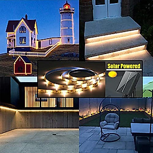 LOGUIDE Outdoor Solar LED Strip Lights,2022 Upgrade Cuttable Rope Lights -8 Modes 180 LED,Solar Powered Flexible Waterproof String Lights Warm White- Garden/Home/Patio/Courtyard
