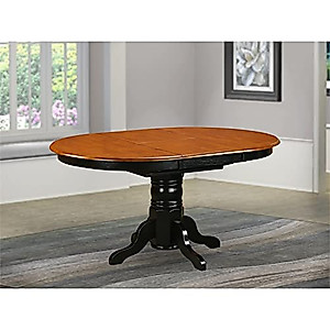 East West Furniture Avon Kitchen Dining Table + Dining Chair Set (Set of 2) - Oval Wooden Table with Butterfly Leaf & Black Pedestal Base + Faux Leather Upholstered Wooden Chairs
