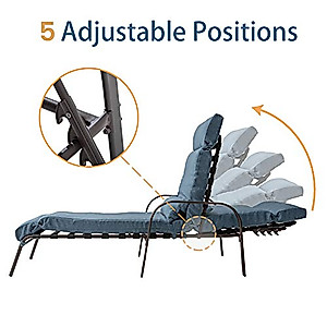 Crestlive Products 2PCS Chaise Lounge Chair with Soft Cushion & Pillow, Five-Position Adjustable Outdoor Recliner, All Weather for Patio, Beach, Yard, Pool (2PCS Dark Blue)