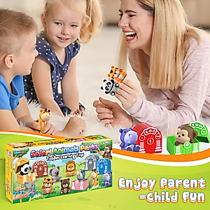 Toddler Toy for 1 2 3+ Years Old, Learning Toy for Toddlers with 20PCS Safari Animal Toy, Montessori Educational Toy for Kids, Easter Gift Toy with 10 Animals &10 Houses for Babies Boys Girls