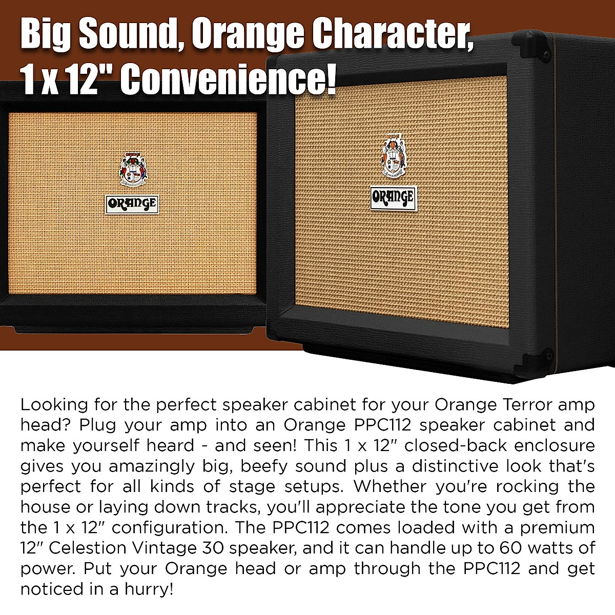 Orange 1x12 Cabinet Celestion V30 16 Ohm Black