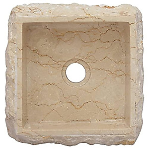 Sink Cream 11.8"x11.8"x5.1" Marble,Modern Marble Sink: A Touch of Elegance for Your Bathroom or Washroom Bath Fixtures，Bathroom Sinks