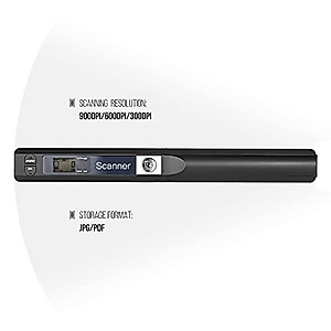 LAOJIA Handheld Document Scanner, Portable Wand Wireless Scanner A4 Size 900DPI JPG/PDF Formate LCD Display with Protecting Bag for Business Document Reciepts Books Images