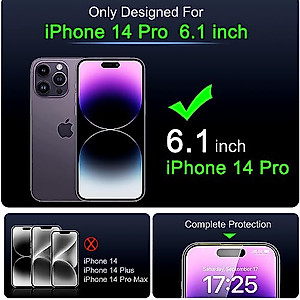 IMBZBK 3 Pack Screen Protector for iPhone 14 Pro Tempered Glass with 3 Pack Camera Lens Protector, Accessories 9H Anti Scratch for Apple 14 Pro, 2.5D Curved, Case Friendly, Transparent