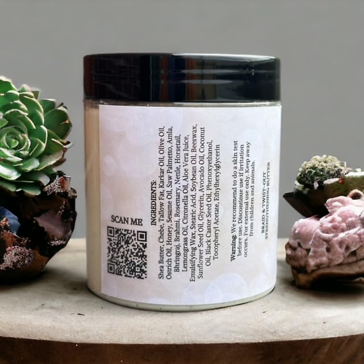 Chebe Butter - Chebe Hair Butter - Ayurvedic Hair Butter with Shea Butter, Karkar Oil, Tallow Fat, Ostrich Oil, Saw Palmetto, Amla, Rosemary, Promotes Length Retention, Softer Hair, 8oz