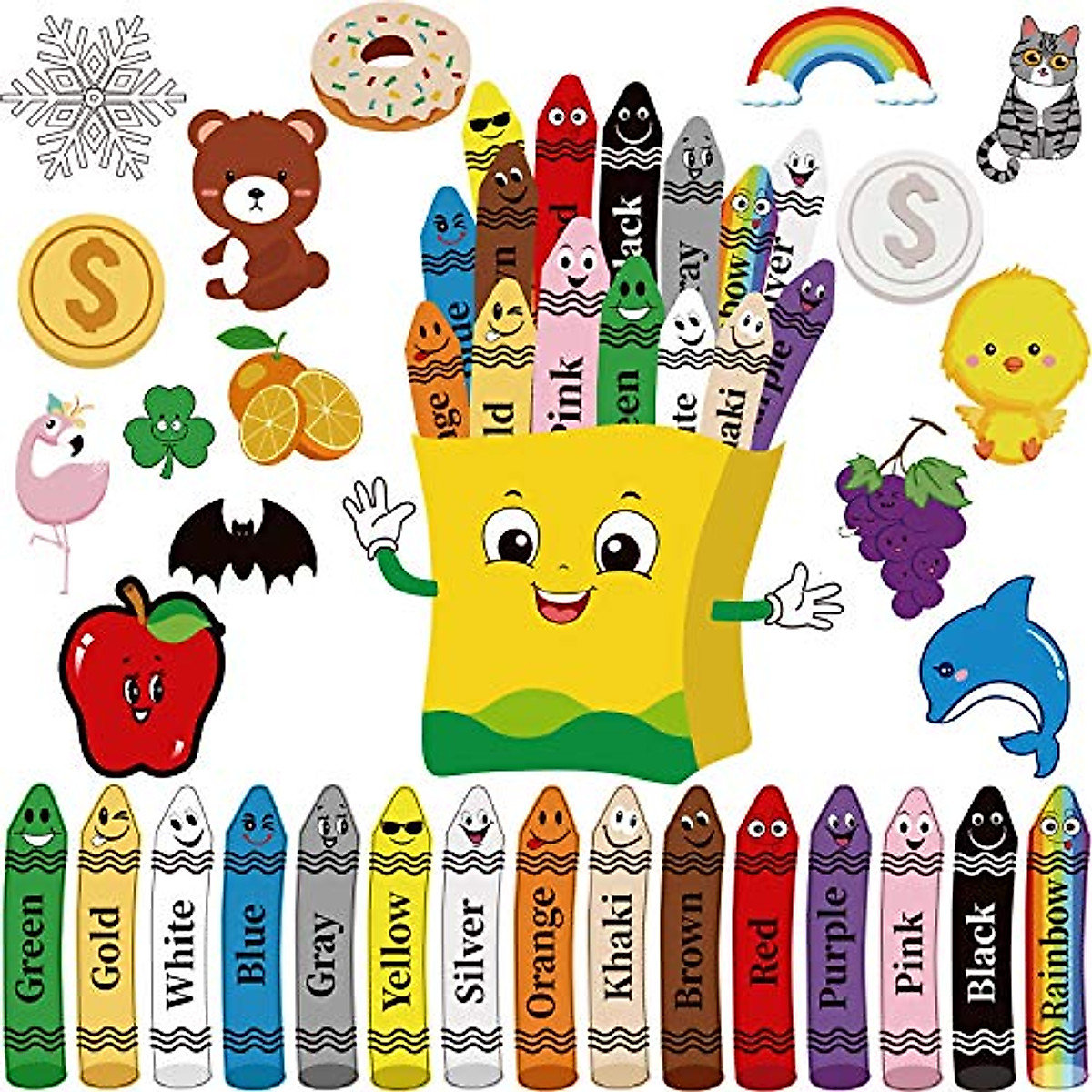Colorful Crayons Bulletin Board Set for Preschool Learning