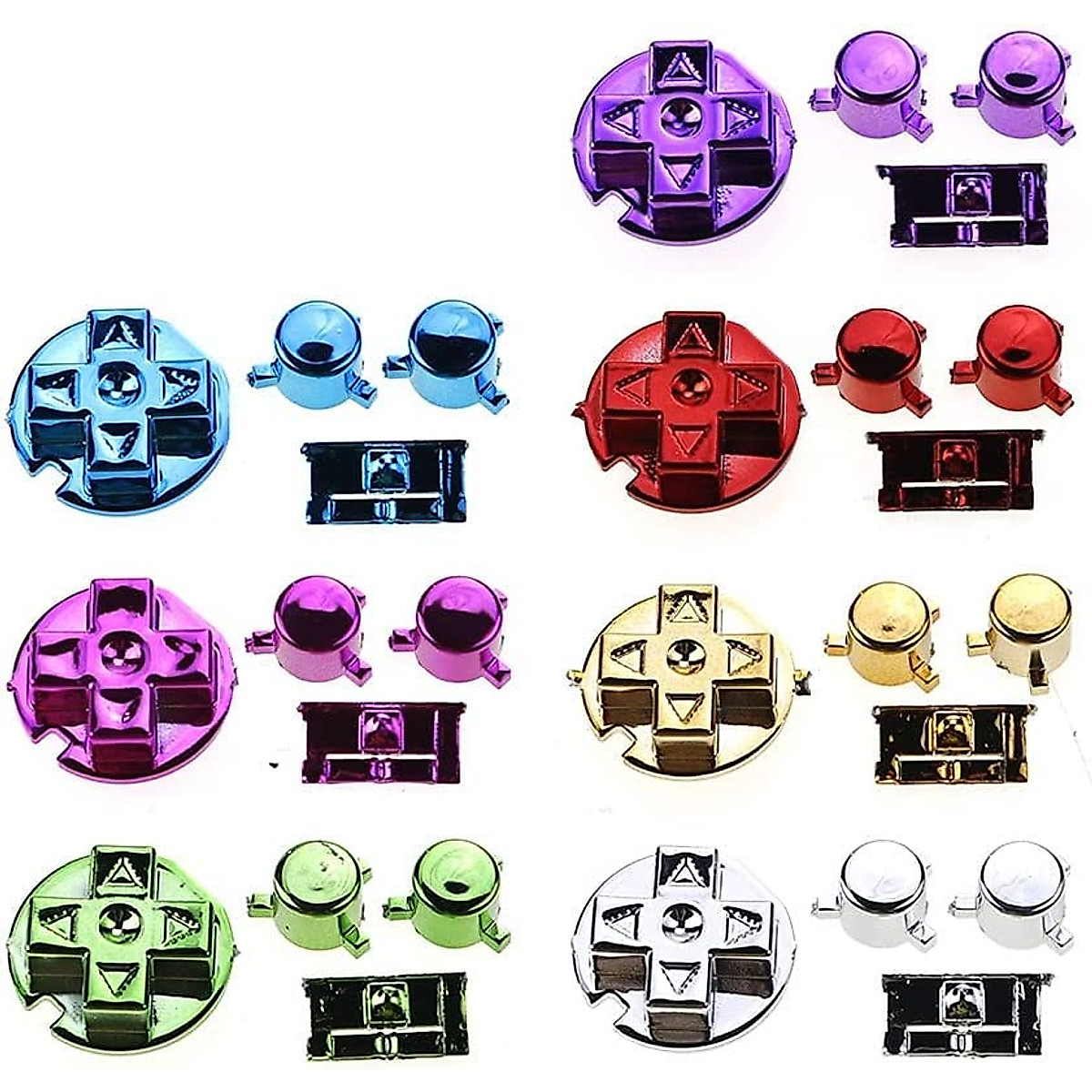 Limentea Chrome Buttons Power ON Off Key Keypads A B Direction Button D Pads for Gameboy Pocket GBP (Chrome Green)