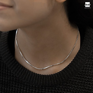 Amberta 925 Sterling Silver 2 mm Venice Box Chain Necklace Length 18" inch / 45 cm (18)