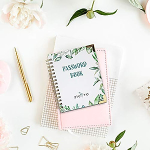 Simplified Greenery Password Book with Alphabetical Tabs - Pocket Sized Internet Password Keeper – Perfect Notebook w/Address Section to Get All Your Passwords and Recently Placed Orders Organized.