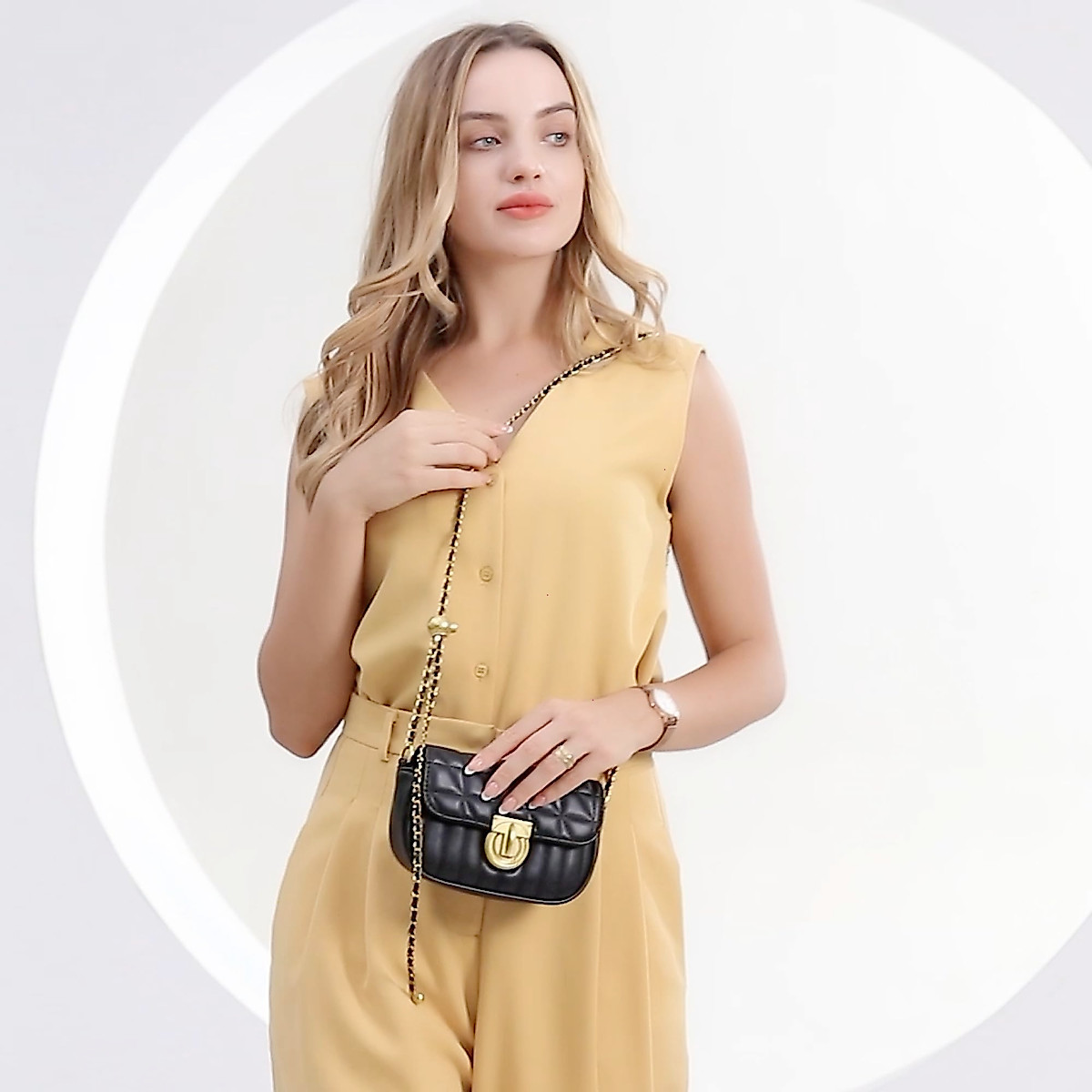 Milan Chiva Quilted Purses for Women Black Cute Crossbody Chain Shoulder Handbags