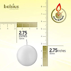 Bolsius 2 Count White Ball Candles - 2.75 Inches Unscented Candle Set - Premium European Quality - Dripless And Smokeless Clean Burning Dinner Candle - Perfect for Wedding, Party, And Special Occasion